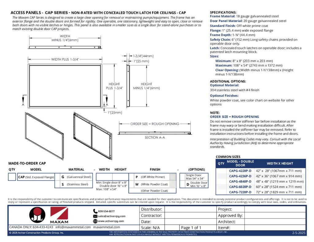 Access-Panel-CAP-Submittal | Maxam Metal Products