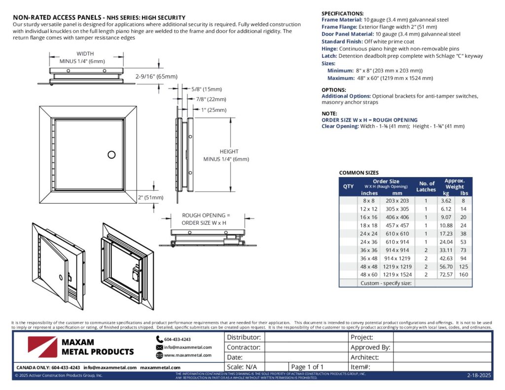 Access-Panel-NHS-Submittal | Maxam Metal Products