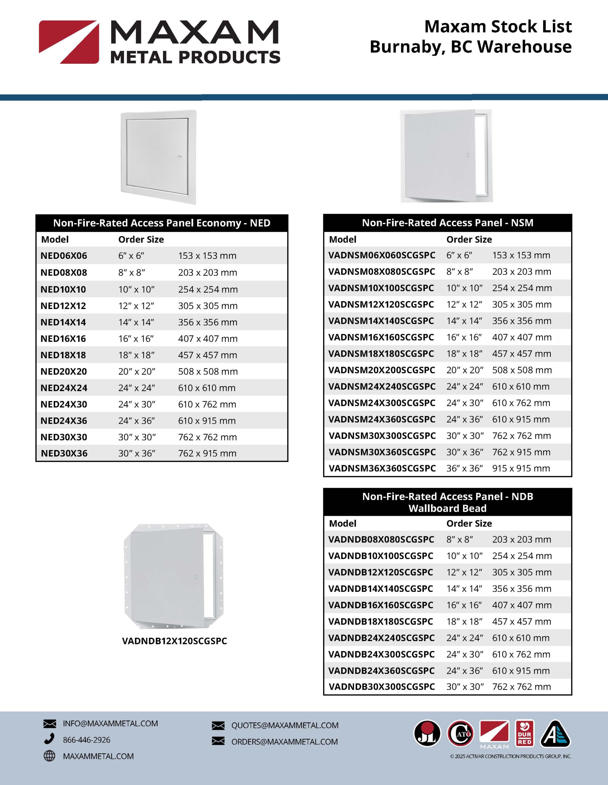Maxam Metal Products Stock List | Maxam Metal Products